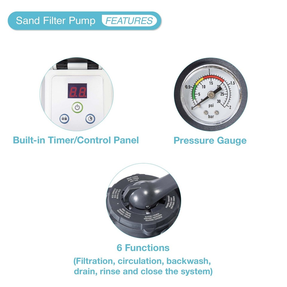 Intex 1200 GPH Above Ground Pool Sand Filter Pump with Automatic Timer ...