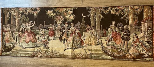 Vtg Victorian Tapestry Scene Made In Belgium 57”x19” Wall Hanging Table ...