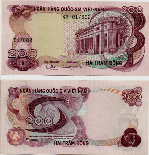 VIETNAM South 200 DONG P-27 1970 Central Bank Currency XF-AU Vietnamese ...