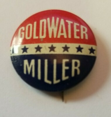 1964 BARRY GOLDWATER MILLER campaign pin pinback button political ...