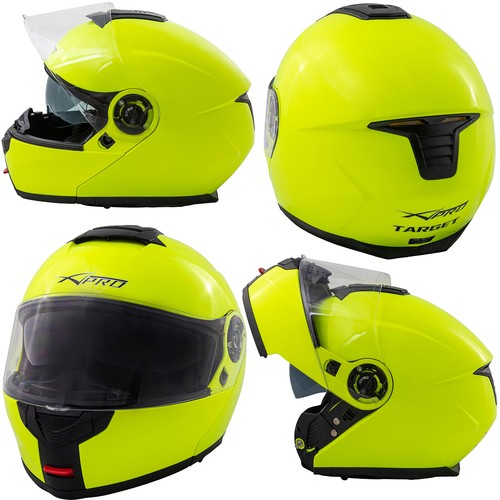 Motorcycle Flip Up Motorbike Sun Visor Helmet Jet Modular Yellow Fluo ...