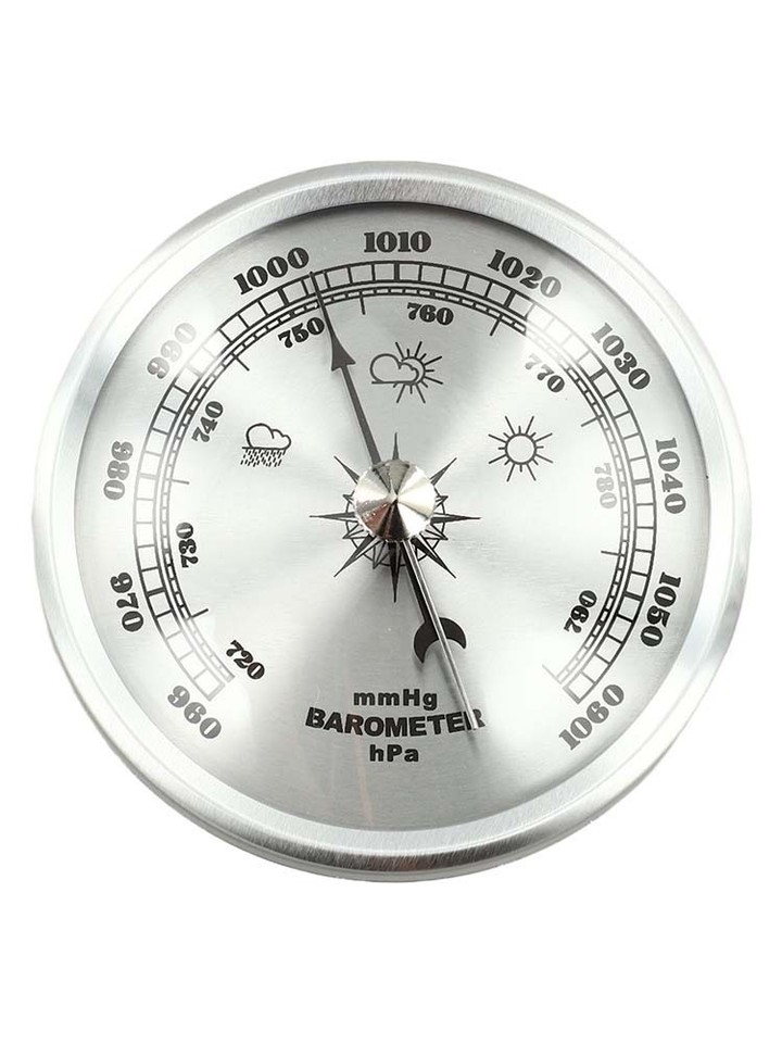 Indoor Weather Barometer with Metal Frame Clock and Mechanical Pressure ...