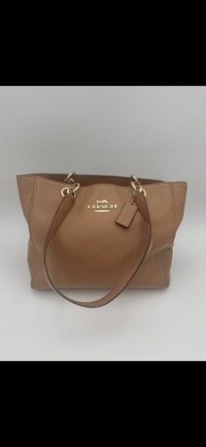 COACH 76701 Jes Tote Pebble Leather Bag Bright Camel Tope Sand MSRV ...
