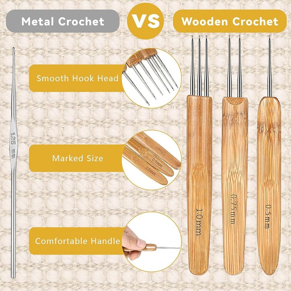 9Pcs Dreadlock Crochet Hook for Hair Loc Needle for Dreads Tool for ...