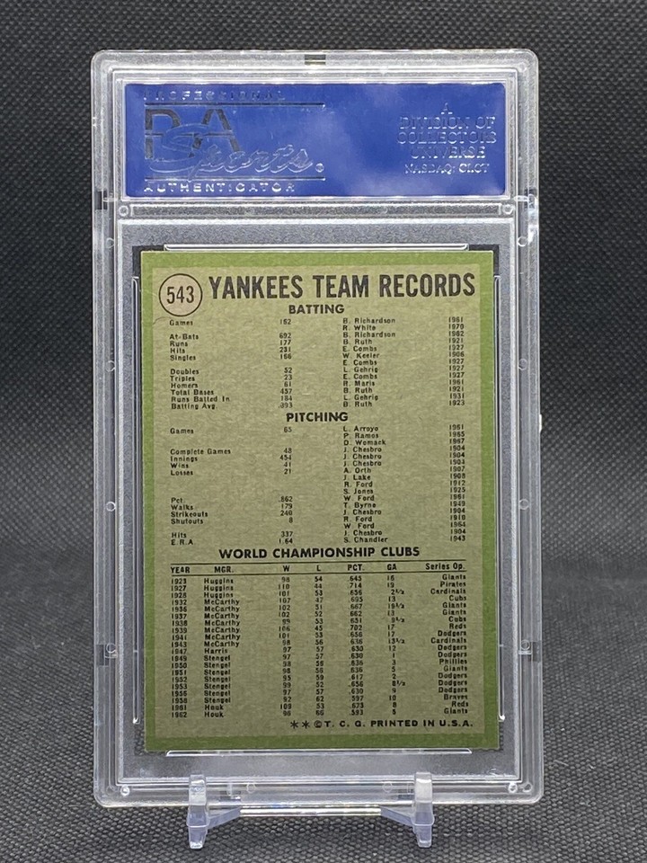 1971 Topps #543 New York Yankees Team - Mickey Mantle - PSA 7.5 NM+ | eBay