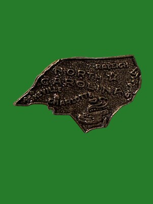 North Carolina State Shaped Brass Collector Lapel Pin Raleigh Charlotte ...