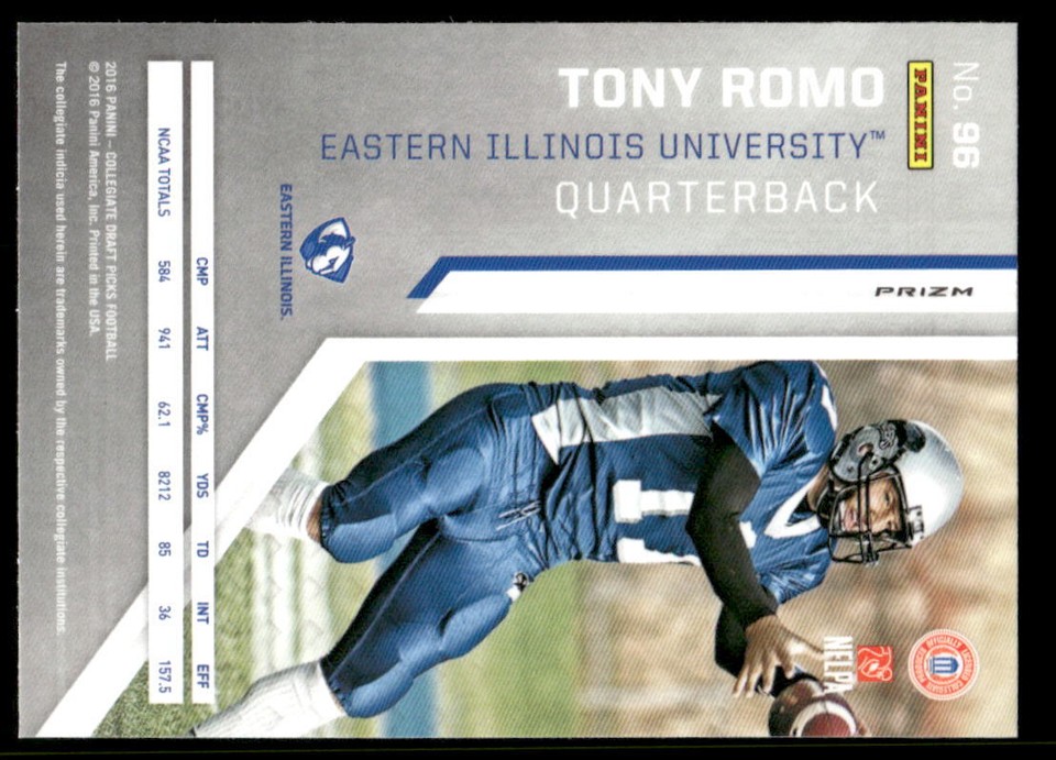 2016 Prizm Draft Picks Tony Romo 96 Silver Eastern Illinois Panthers | eBay