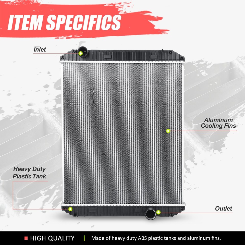 OE Style 3-Row Radiator for Freightliner FLD FL Columbia Sterling Truck ...