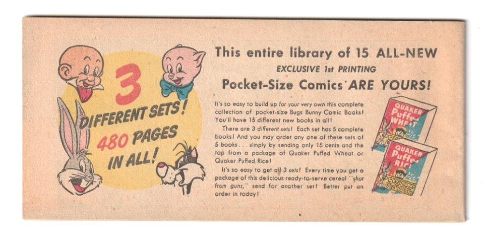 BUGS BUNNY "OUTWITS SMUGG"-1949 WARNER BROS. CARTOONS "quaker puffed ...