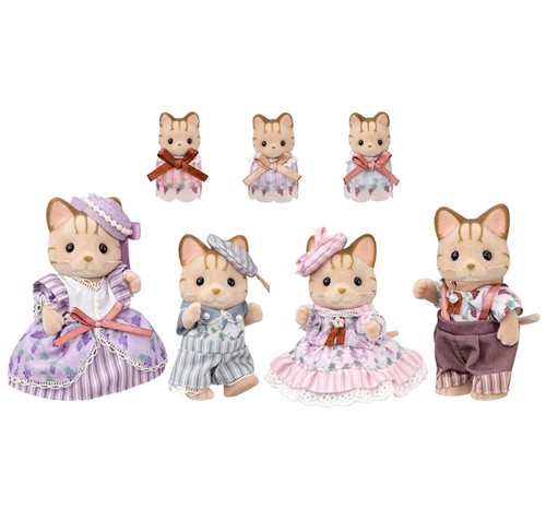 Sylvanian Families Striped Cat Family & Baby Elegant Set Calico ...