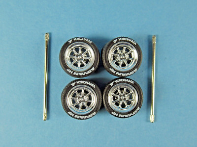 1/64 Wheel and Tire Set Real Riders Watanabe Type-R Chrome Yokohama ...