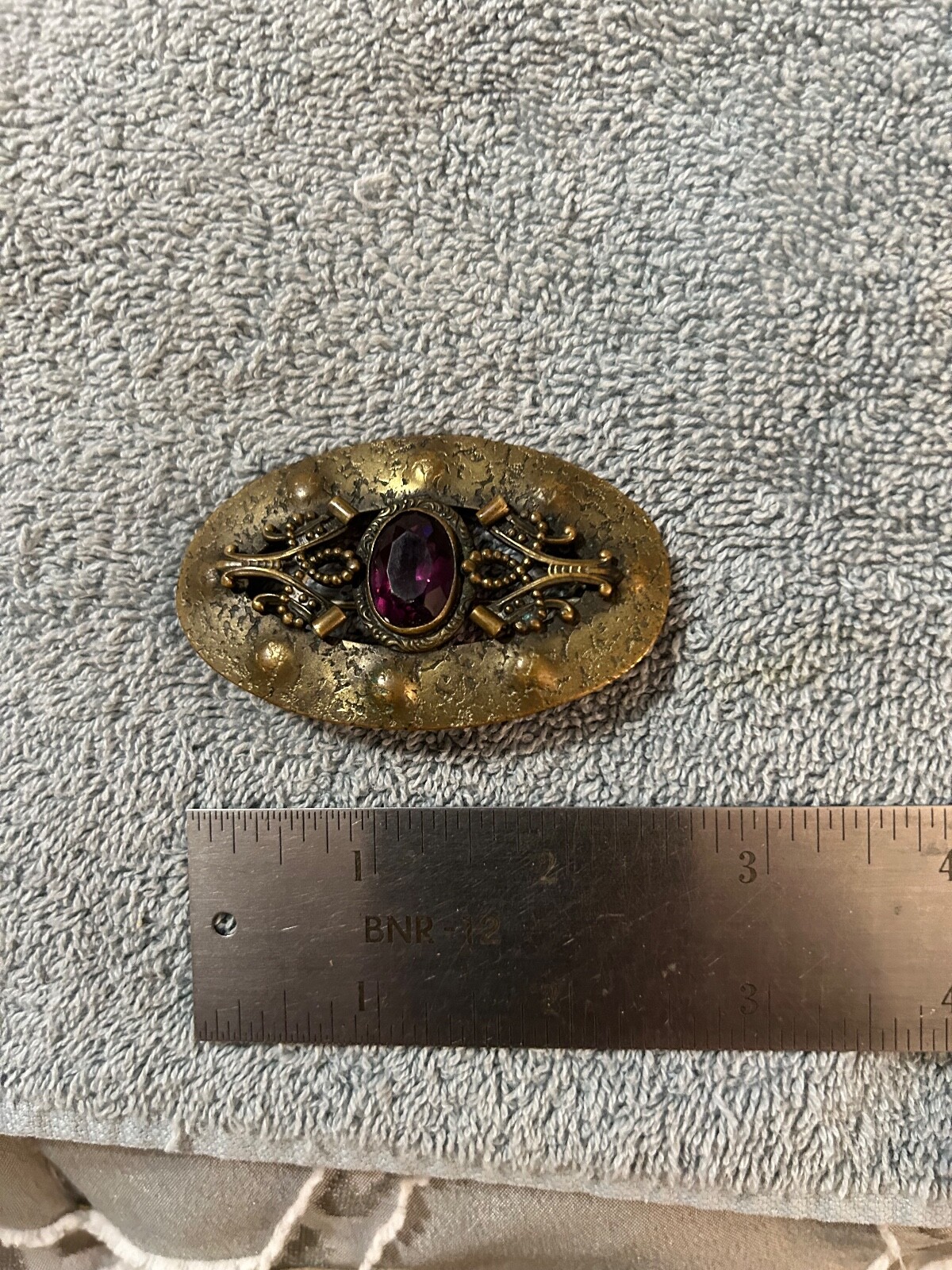 Antique Amethyst C Clasp Pin Brooch - Gem