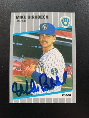 Mike Birkbeck Signed 1989 Fleer #178 Card Milwaukee Brewers Autograph ...
