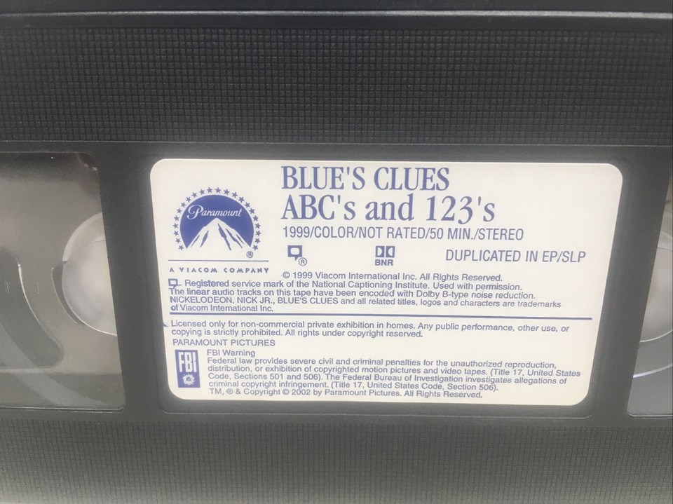 BLUE'S CLUES Play Along With ABC's and 123's Vhs Video Tape 1999 Nick ...