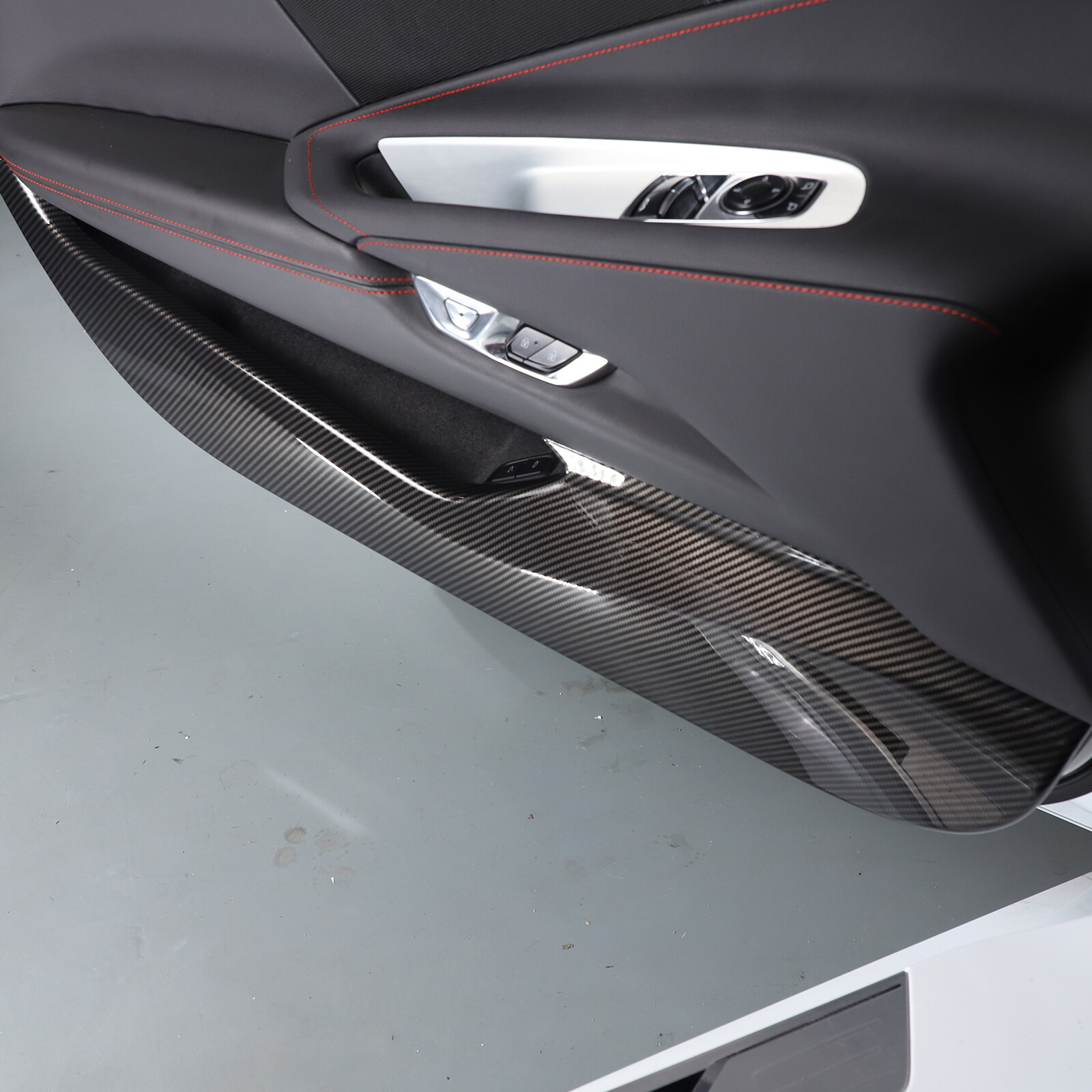 Carbon fiber ABS Car Door Bottom Anti Kick Trim Cover For Corvette C8 ...
