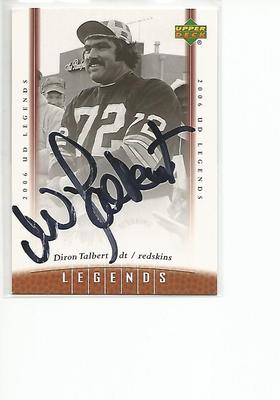 DIRON TALBERT Autographed Signed 2006 UD Legends card Washington ...