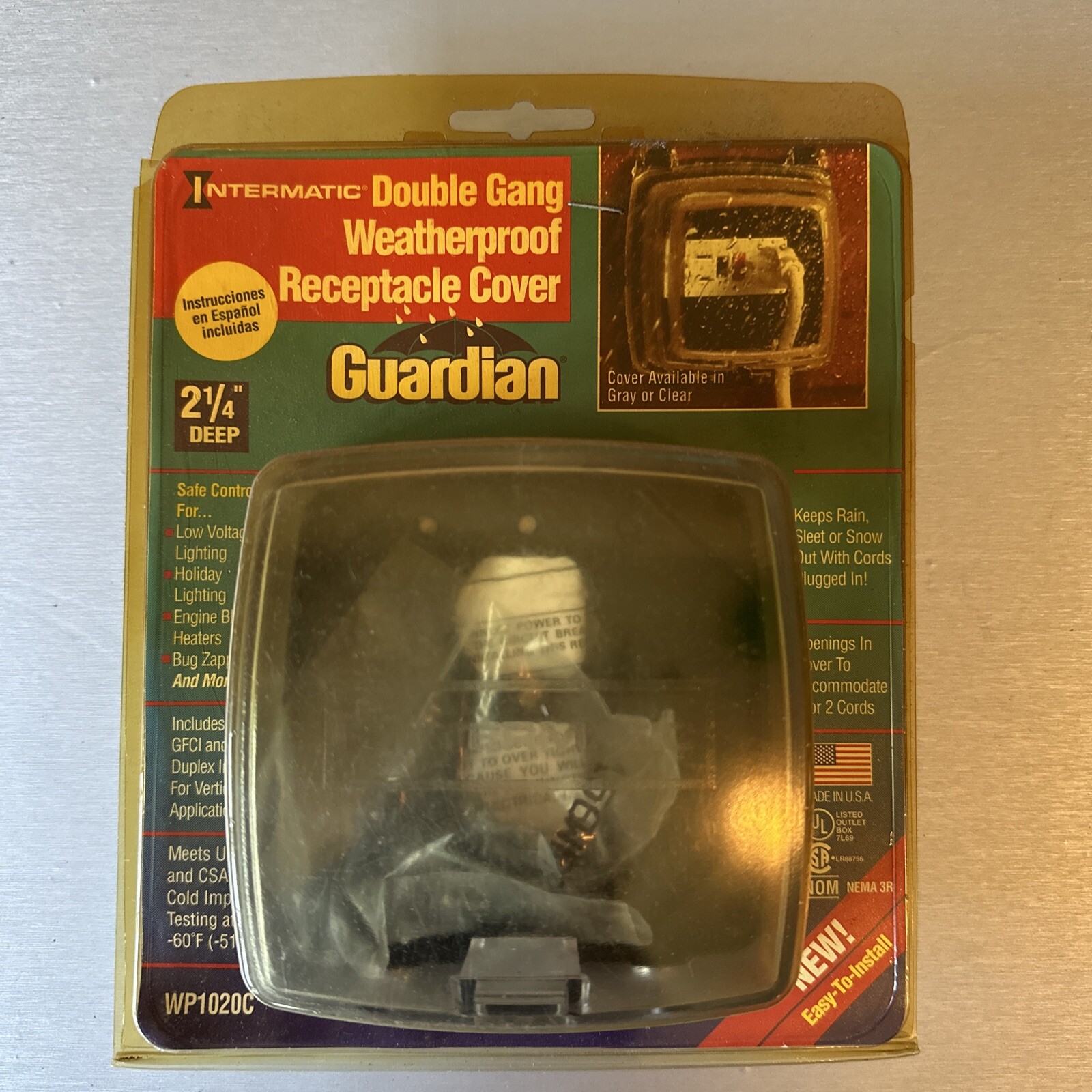 2 1/4” DOUBLE GANG CLEAR WEATHERPROOF RECEPTACLE COVER (INTERMATIC ...