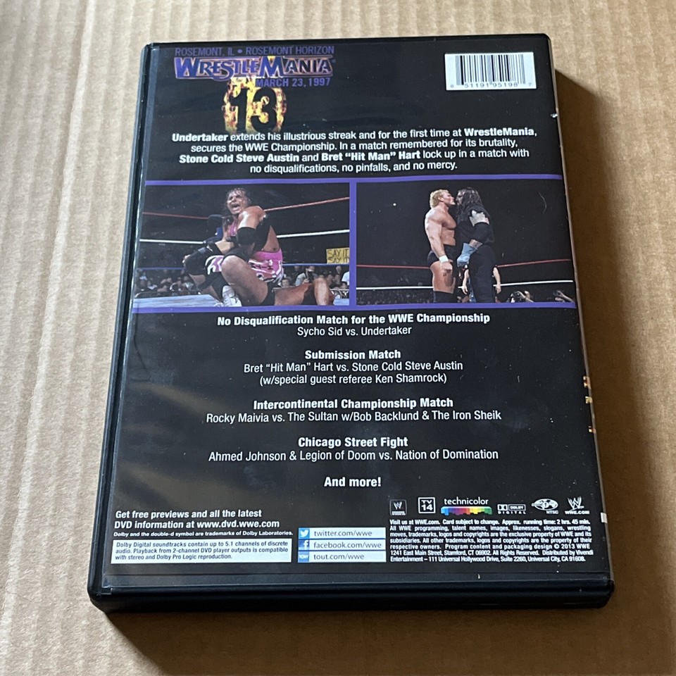 WWF - WrestleMania 13 (DVD, 2013) Undertaker Steve Austin Bret Hart ...