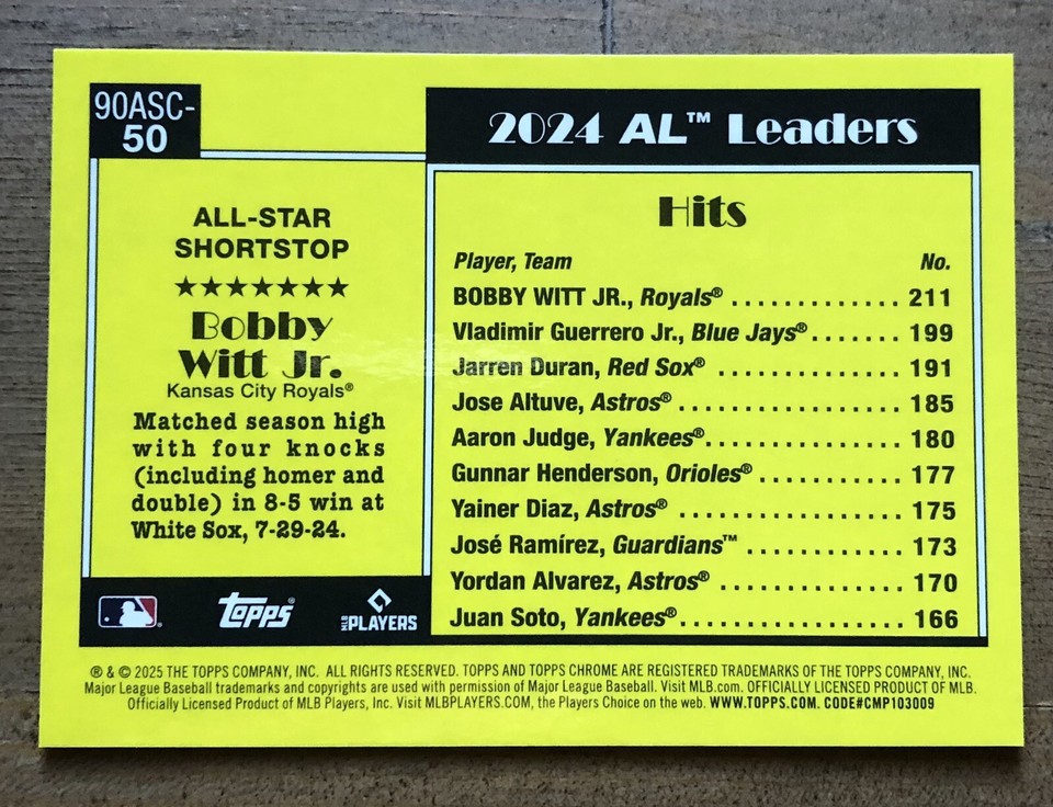 2025 Topps Series 2 #90ASC-50 Bobby Witt Jr Silver Pack Mojo Refractor ...