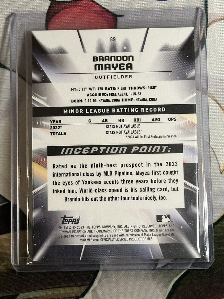 Brandon Mayer Gold Foil Electricity /50 2023 Bowman Inception | eBay