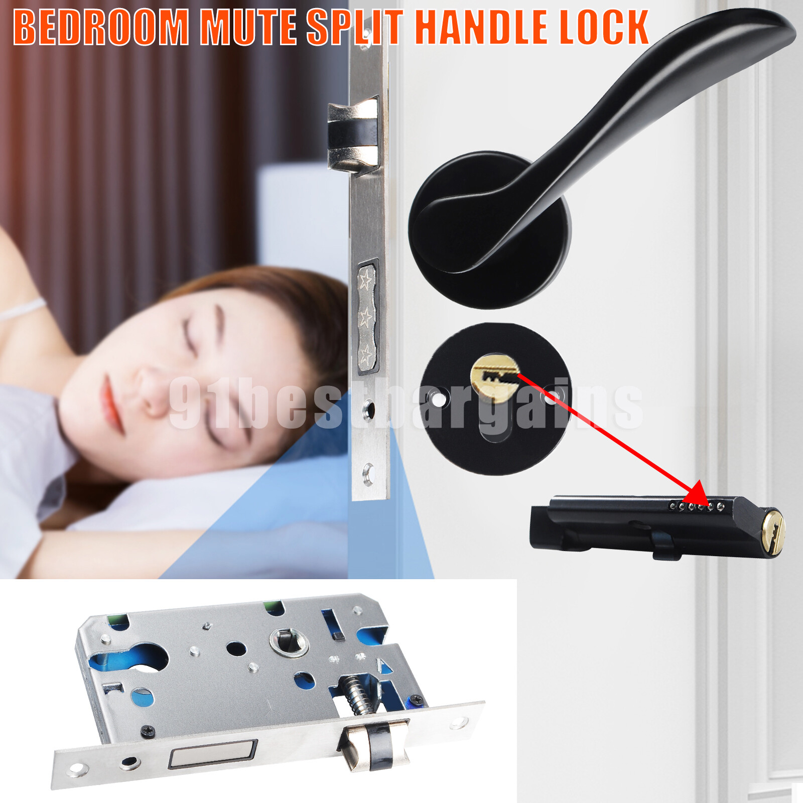 Cheap Mute Door Lock Set Interior Bedroom Bathroom Wood Door Lever Lock ...