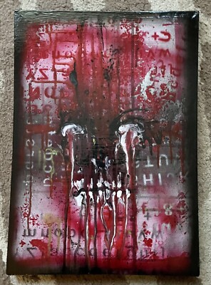 original painting A3 Acrylic On Canvas Weird/dark/disturbing | eBay UK