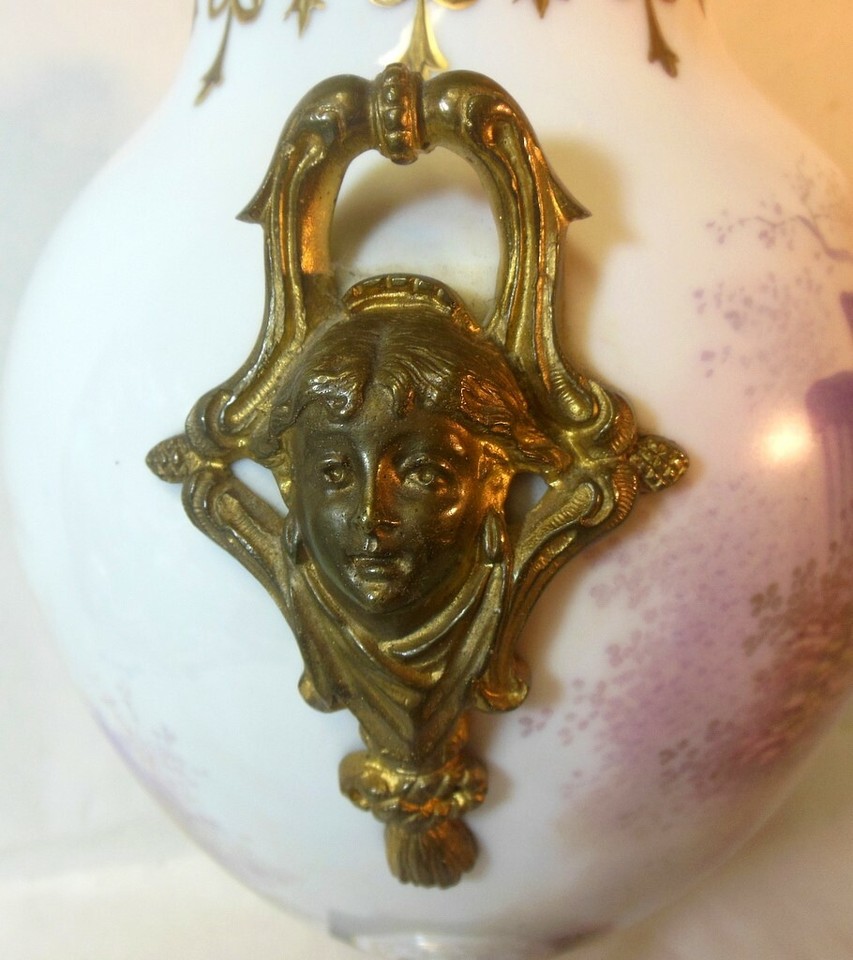 SUPERB Tall 17" Antique SEVRES Artist Signed French URN VASE Ormolu ...