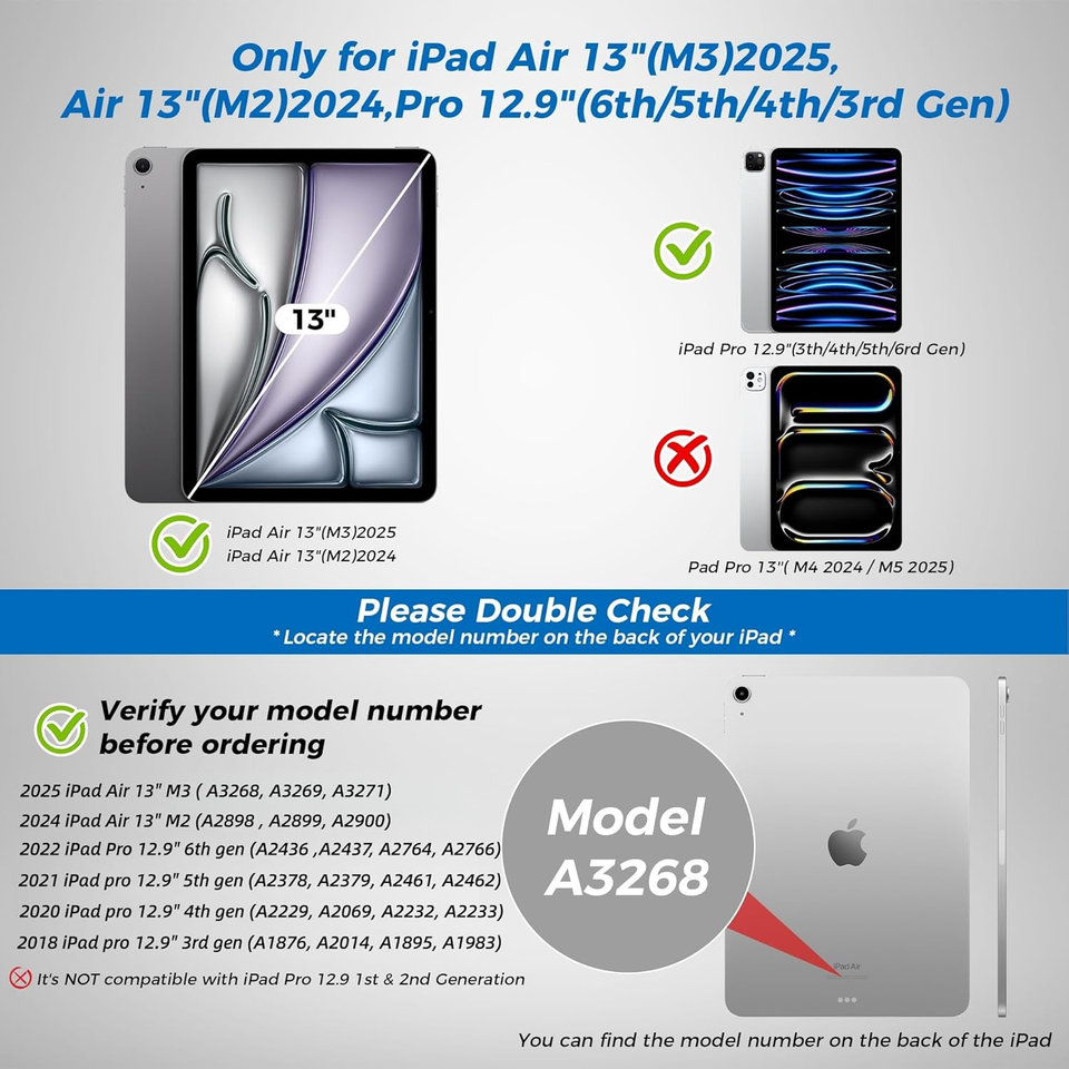 Keyboard Case for Ipad 12.9 Inch (3Rd, 4Th, 5Th and 6Th Gen) and Ipad ...