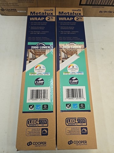 LOT OF 2 Metalux 2 FT 2000 Lumens Integrated LED Wraparound Light 3 CCT ...