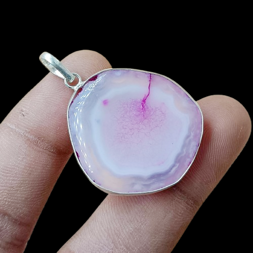 Pink Solar Quartz Gemstone 925 Sterling Silver Plated 1Pcs Pendant Gift ...