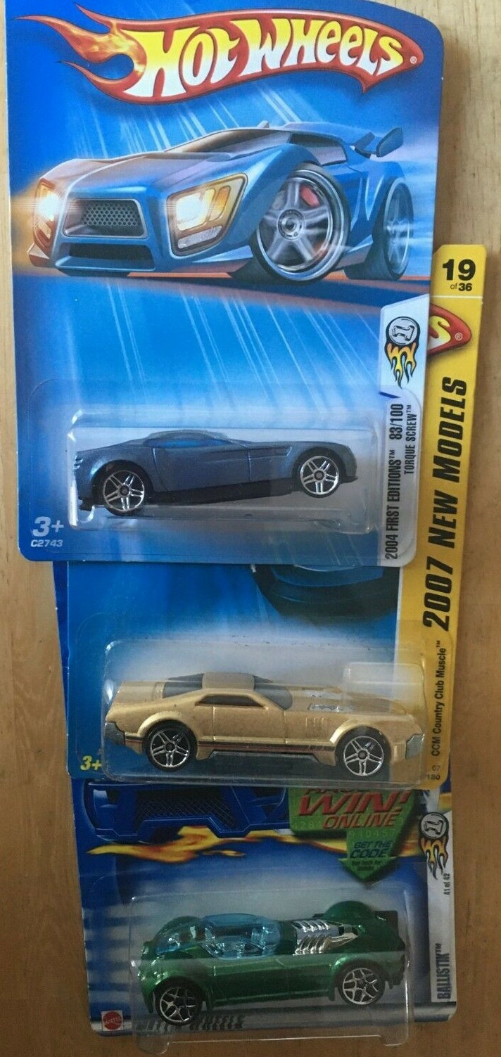 Set of 3 Hot Wheels Cars - CCM Country Club Muscle, Ballistik (New ...