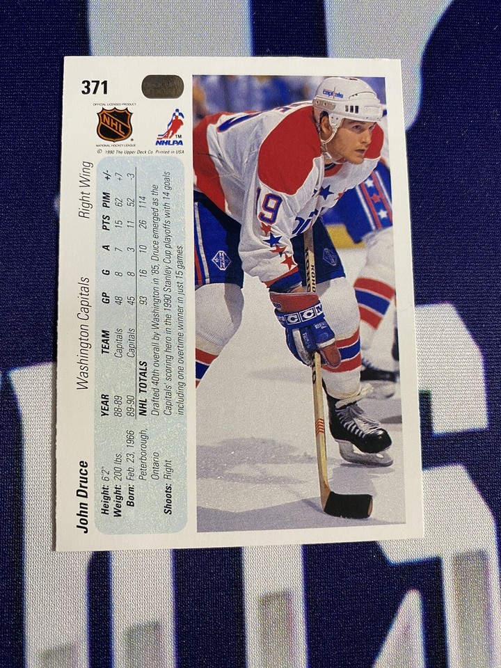 1990-91 Upper Deck Hockey Auto #371 John Druce Autograph Washington ...