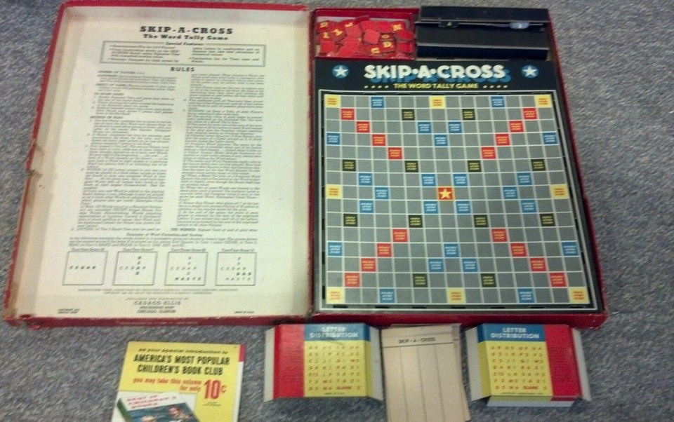 VINTAGE CLASSIC 1953 Cadaco Ellis Skip A Cross Board Game (Scrabble ...