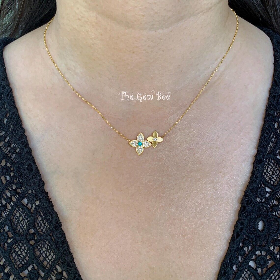 Turquoise Clover Pendant Stunning Vintage Sleeping Beauty Turquoise 18K ...