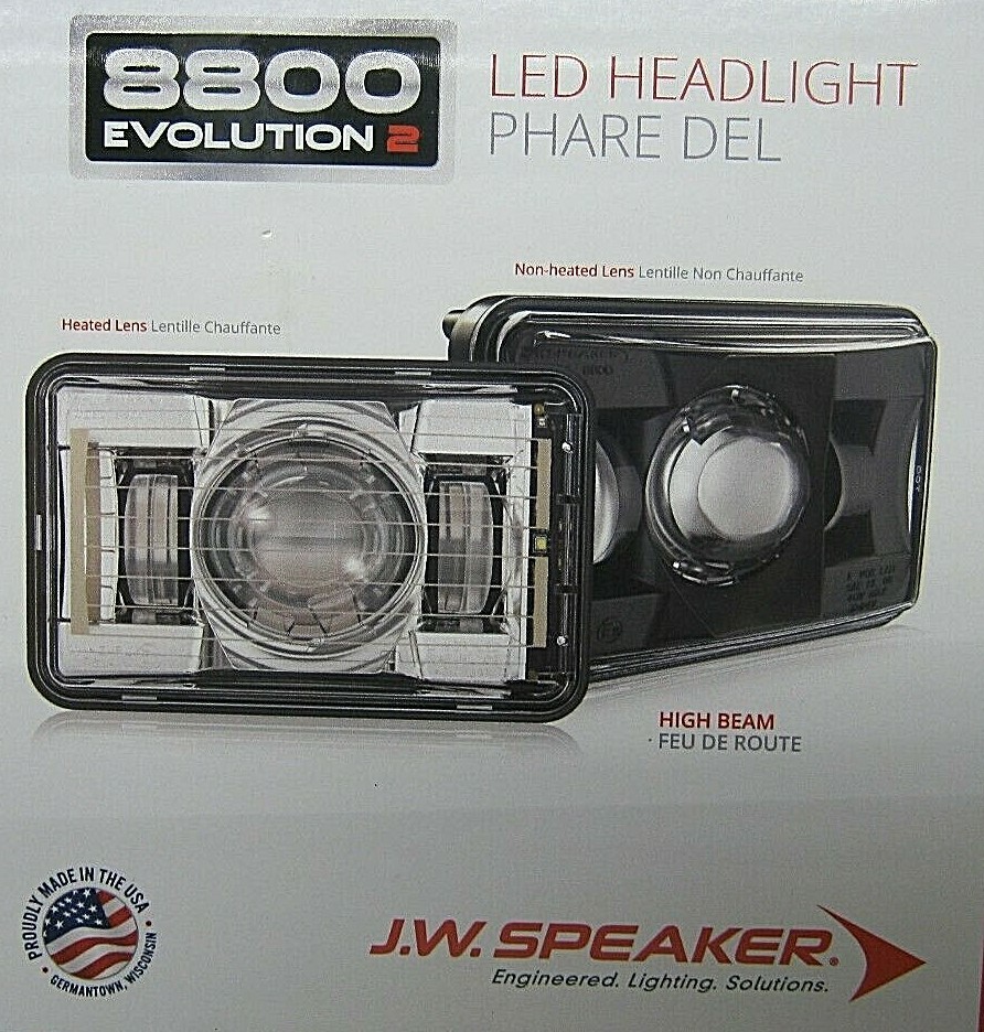 NEW SET of 2 JW SPEAKER LED HIGH BEAM HEADLIGHTS 4" X 6" HEATED LENS ...