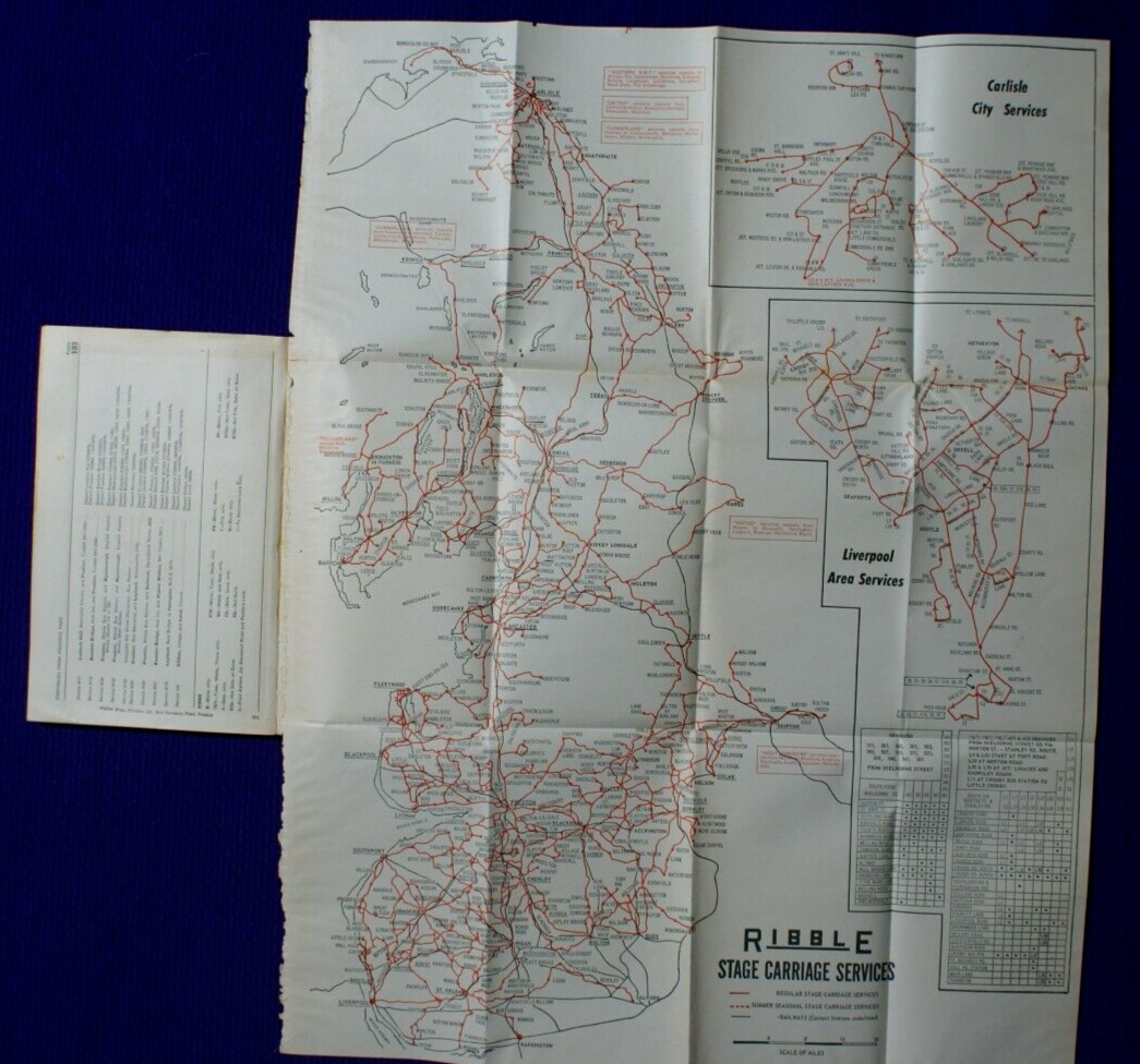 RIBBLE AREA 2 CENTRAL LANCASHIRE PRESTON LEYLAND BUS COACH MAP ...