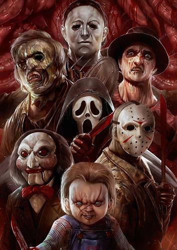 Horror Movie Characters Collage