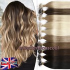 Pre-Looped Fish Line Micro Ring Beads Link Hair Extensions Real Remy ...