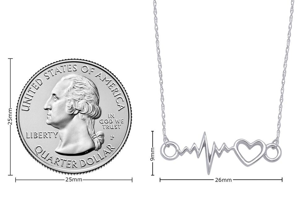 Lifeline Pulse Heartbeat Pendant Necklace White Gold Plated 925 Solid ...