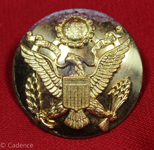 US WW2 Army Enlisted Visor Hat Cap Badge Pin. Screw Back. Bright W ...