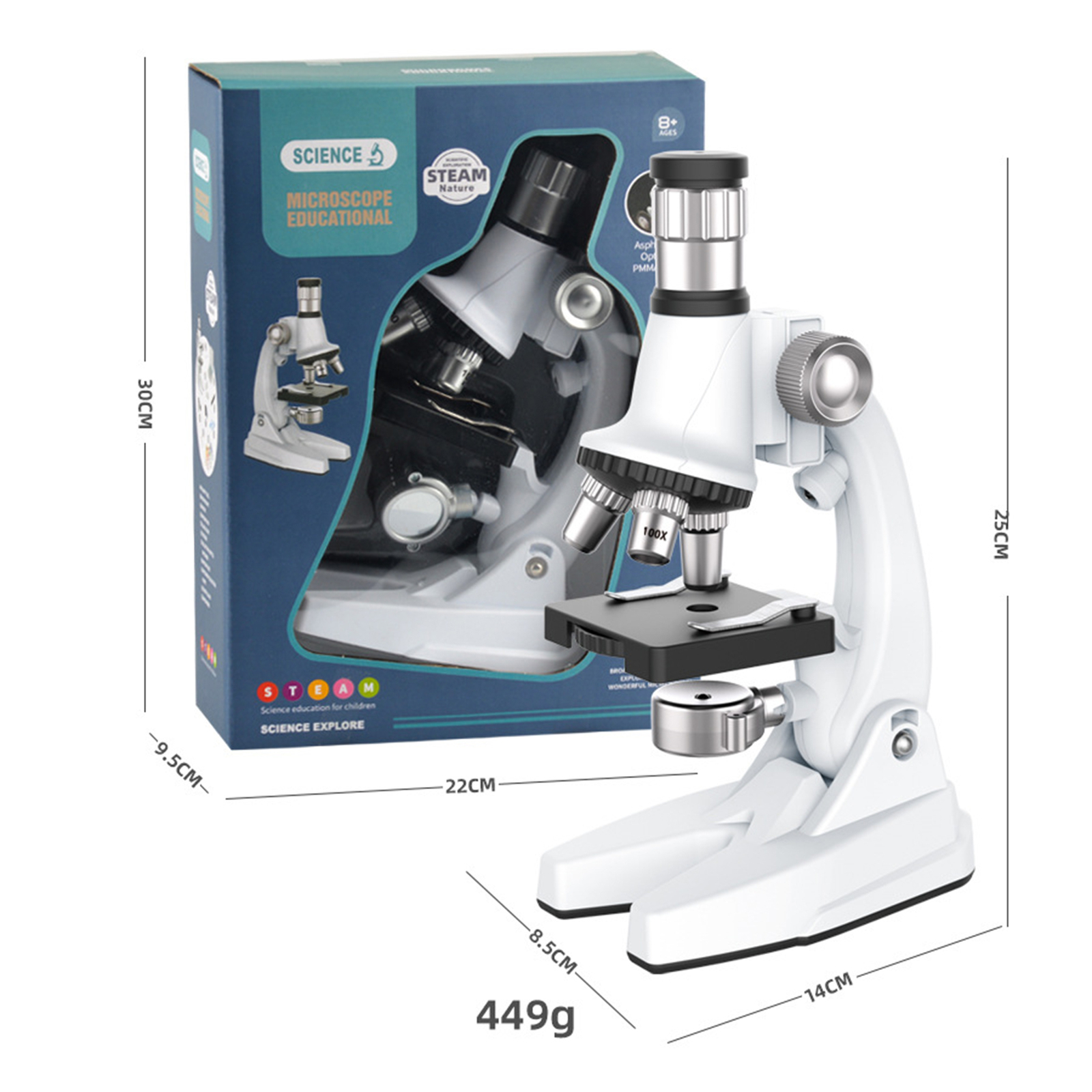 100X-1200X Microscope for kids, Metal body & LED light Science Kit ...