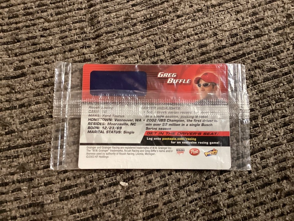 2003 KRAFT Greg Biffle Racing Card - Sealed | eBay