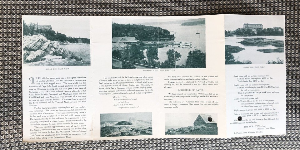 VTG Maine Travel Brochure Christmas Cove - Bristol- Holly Inn Folded 3. ...