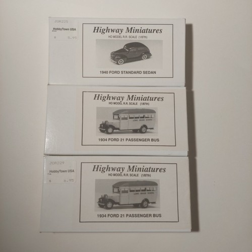 Jordan Products HO Highway Miniatures 2 Ford 1934 Buses & 1940 Ford ...