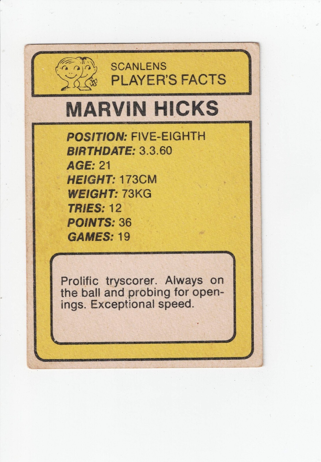 1981 Scanlens Rugby League Marvin Hicks #145 (Penrith Panthers) | eBay ...