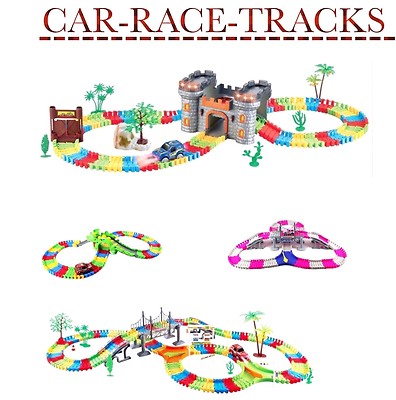 Flexible Children Car Track Set 128 - 258 Pcs Racing Game Set Led Fun ...
