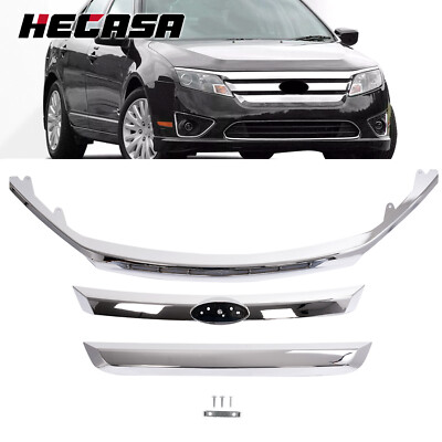 Chrome Front Upper Grille Molding Trims Set 3Pcs For Ford Fusion 2010 ...
