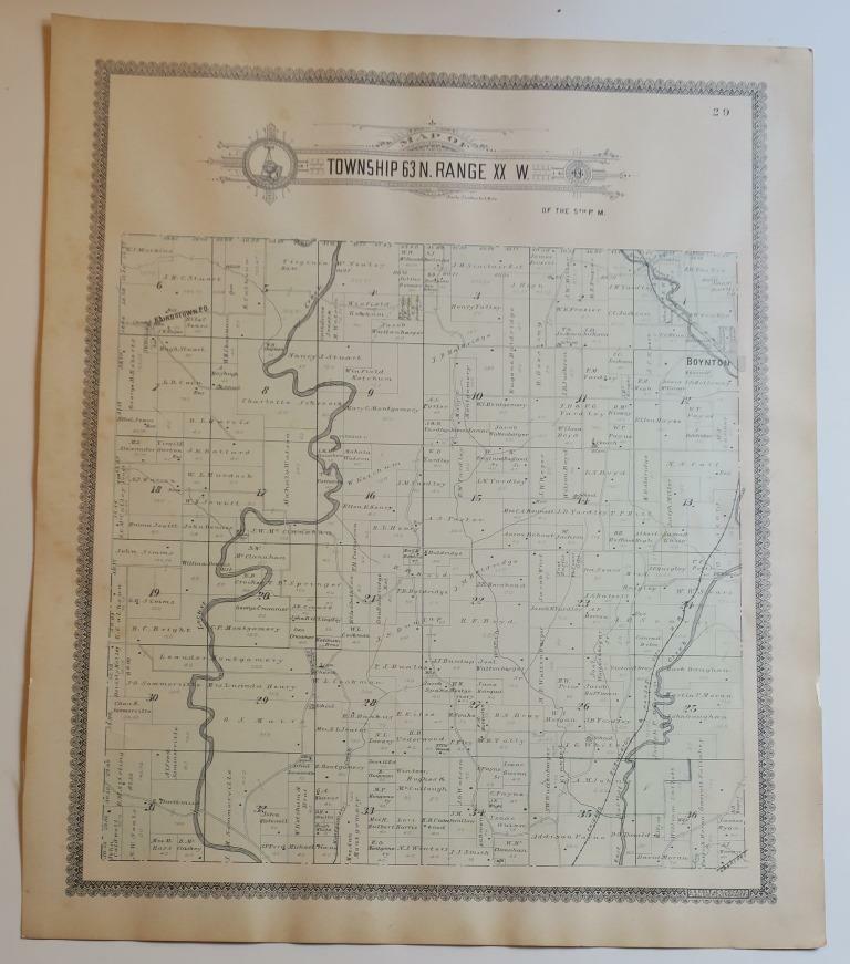 ORIG. 1895 hand-colored Map of Sullivan County,MO Township 63 N. Range ...