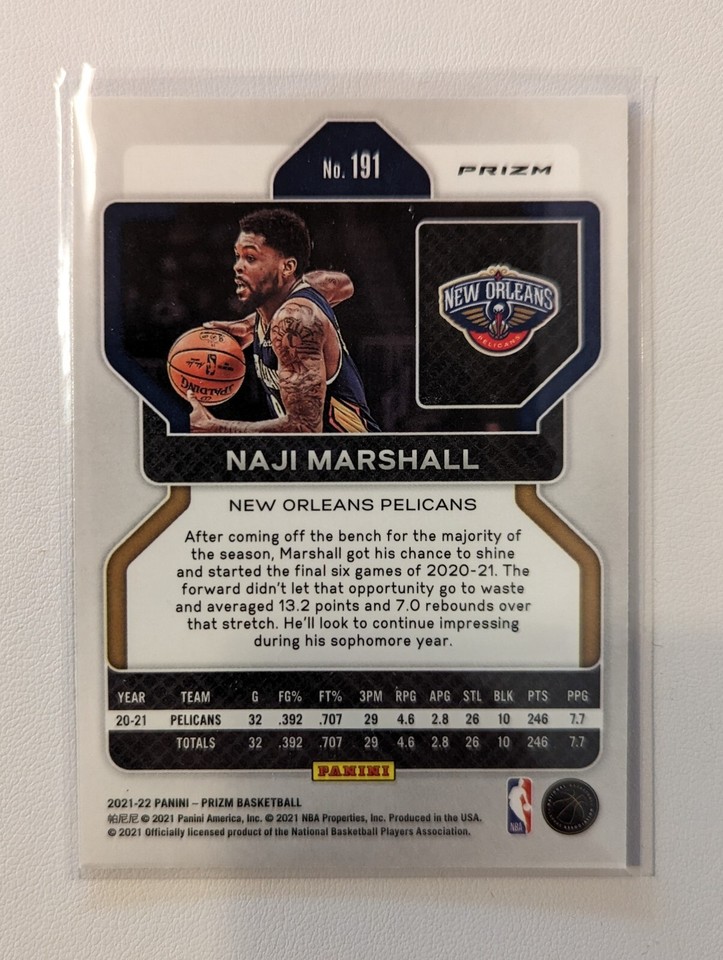 2021 Panini Prizm Naji Marshall #191 Orange Ice Prizm | eBay
