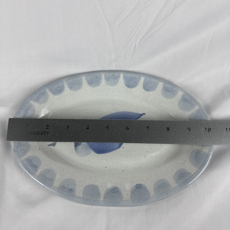 Art Pottery platter plate tray floral Blue White vine flower 10 ...